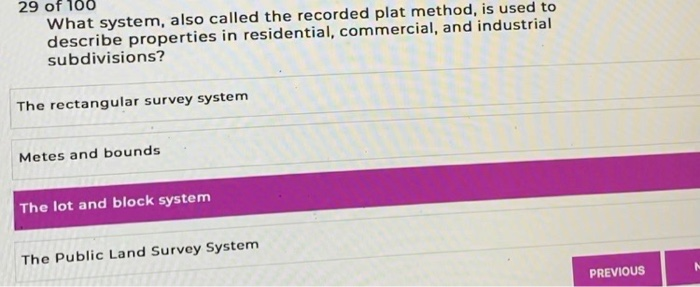 Solved 29 of 100 What system, also called the recorded plat | Chegg.com