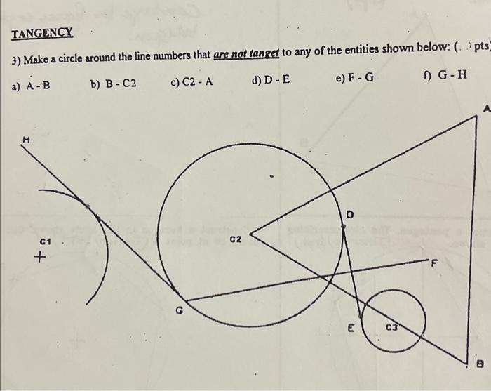 Solved TANGENCY 3) Make a circle around the line numbers | Chegg.com