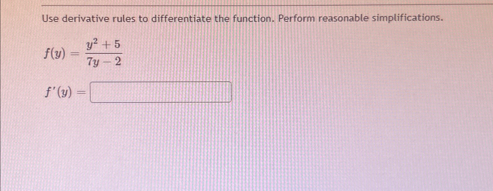 Solved Use derivative rules to differentiate the function. | Chegg.com