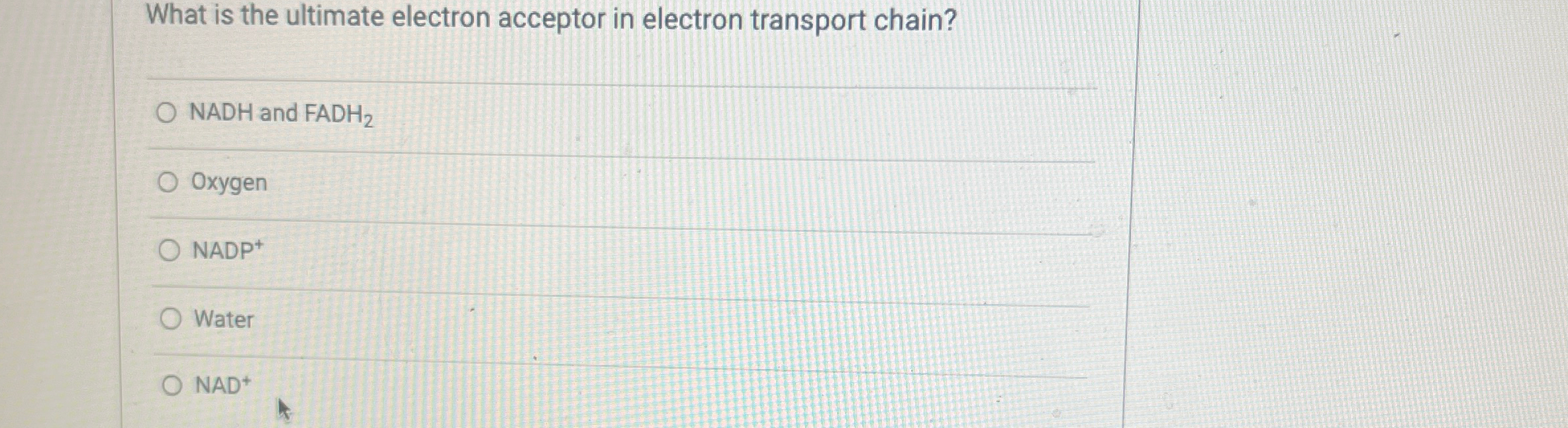 Solved What is the ultimate electron acceptor in electron | Chegg.com