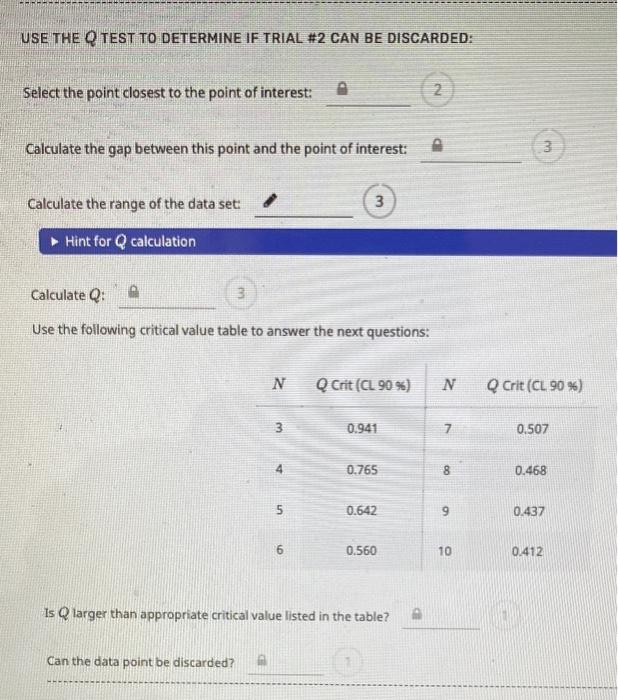 USE THE Q TEST TO DETERMINE IF TRIAL #2 CAN BE | Chegg.com