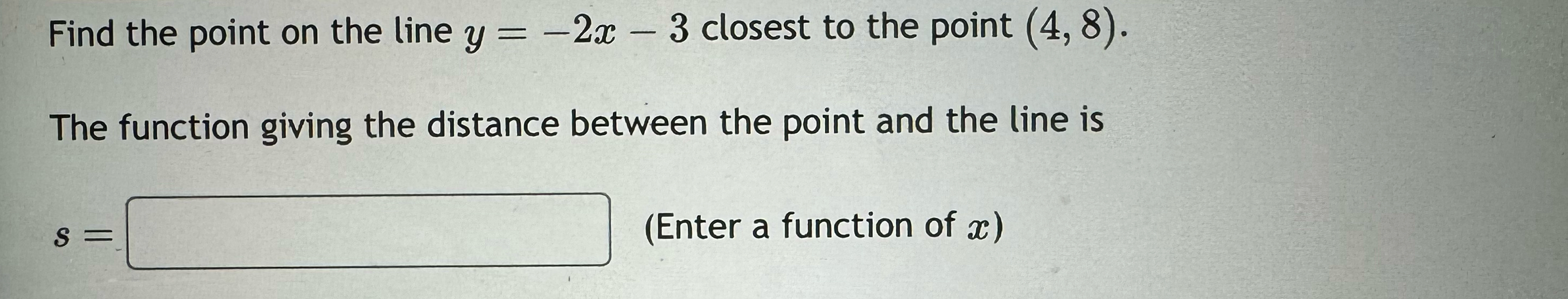Solved Find the point on the line y=-2x-3 ﻿closest to the | Chegg.com