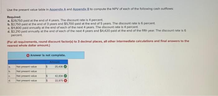 Solved Use the present value table in Appendix A and | Chegg.com