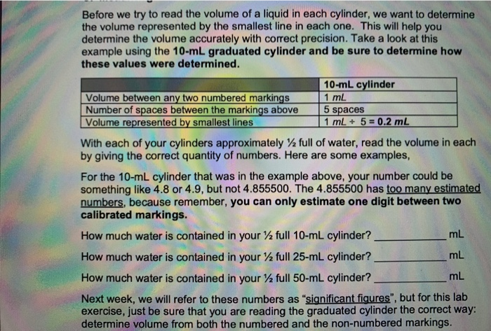 Solved C. Measuring Volume Before we try to read the volume | Chegg.com