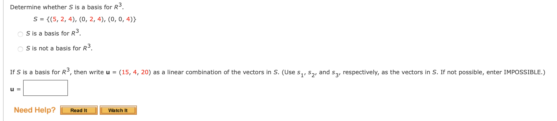 Solved Determine whether S ﻿is a basis for | Chegg.com
