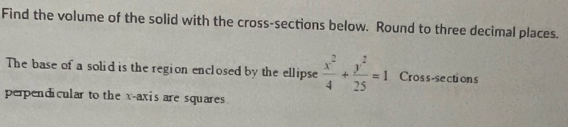 Solved Find the volume of the solid with the cross-sections | Chegg.com