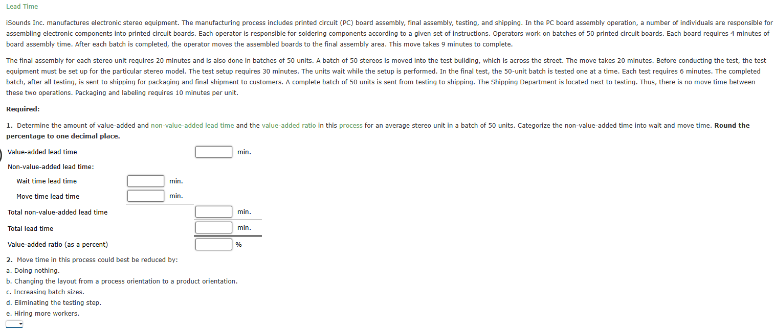 Solved Lead Time board assembly time. After each batch is | Chegg.com