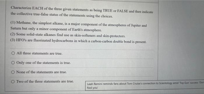 Solved Characterize EACH of the three given statements as | Chegg.com