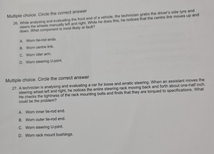Solved Multiple choice. Circle the correct answer 26. While | Chegg.com
