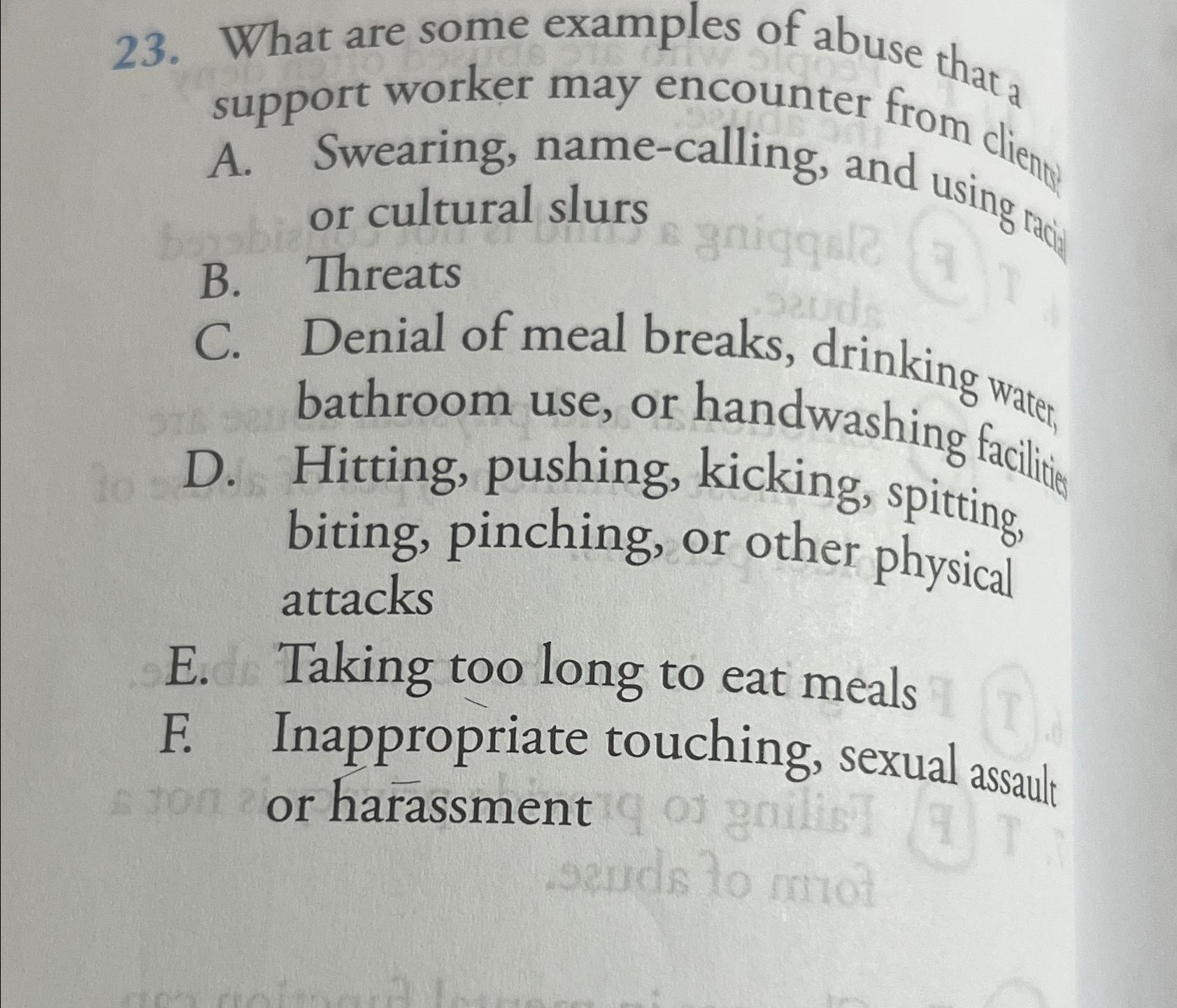 Solved What are some examples of abuse that ta ﻿support | Chegg.com