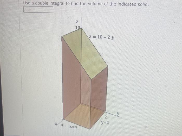 Solved Use a double integral to find the volume of the | Chegg.com