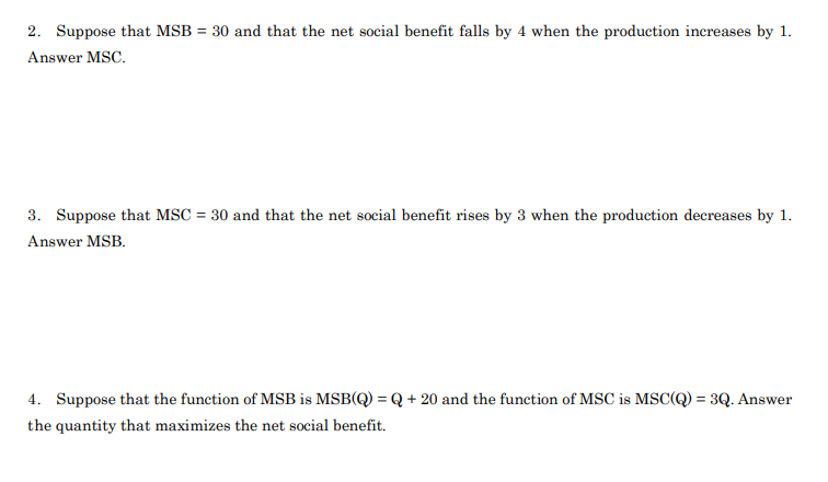 Solved Suppose that MSB =30 ﻿and that the net social benefit | Chegg.com