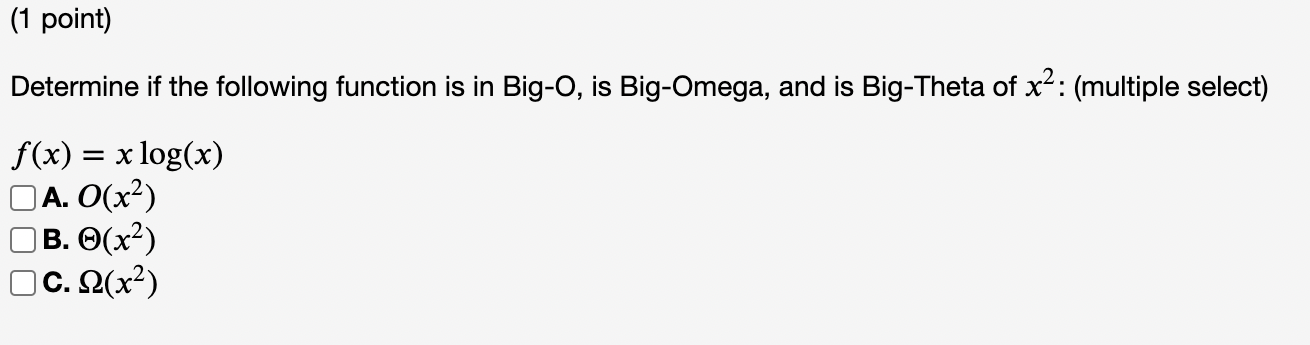 Solved (1 ﻿point)Determine if the following function is in | Chegg.com