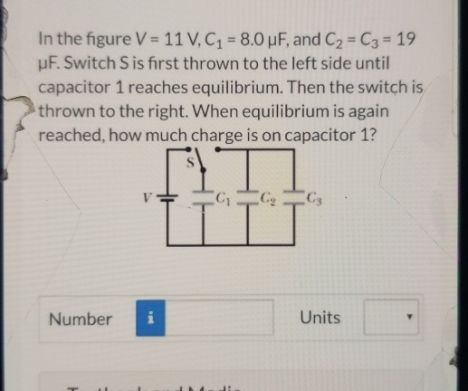 Solved In the figure V = 11 V, C1 = 8.0 uF, and C2 = C3 = 19 | Chegg.com