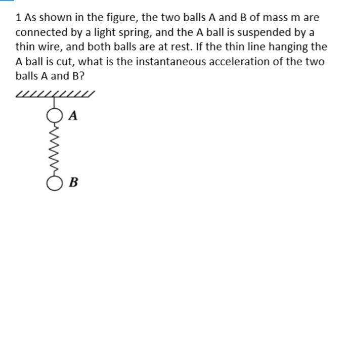 Solved 1 As shown in the figure, the two balls A and B of | Chegg.com