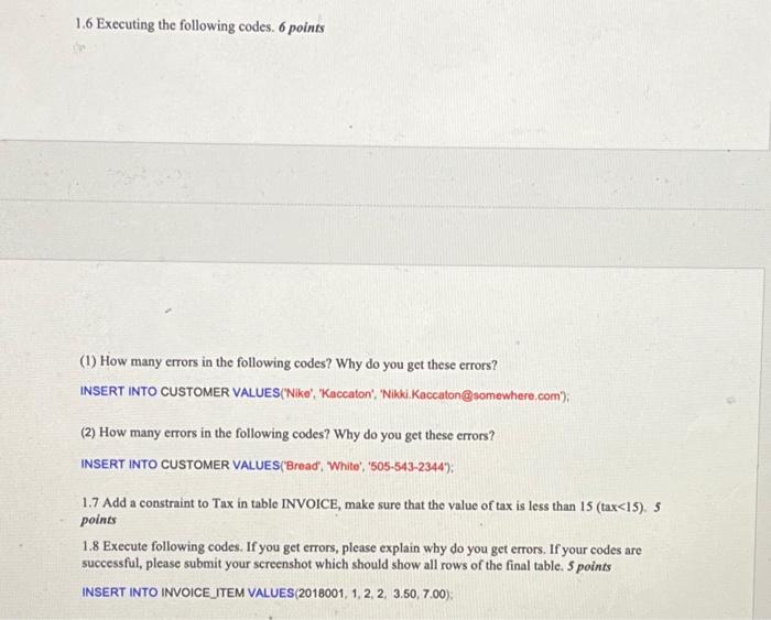 Solved 1.3 Create table INVOICE based on the following | Chegg.com