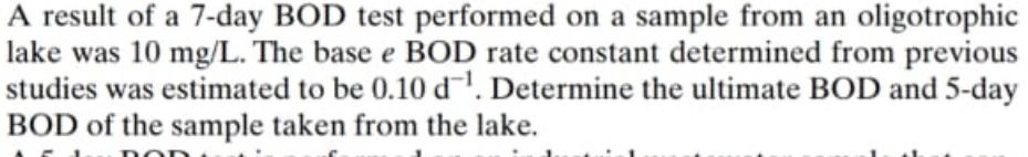 Solved A result of a 7-day BOD test performed on a sample | Chegg.com