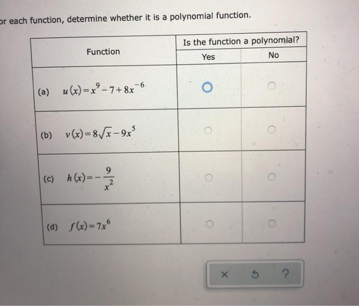 Solved or each function, determine whether it is a | Chegg.com