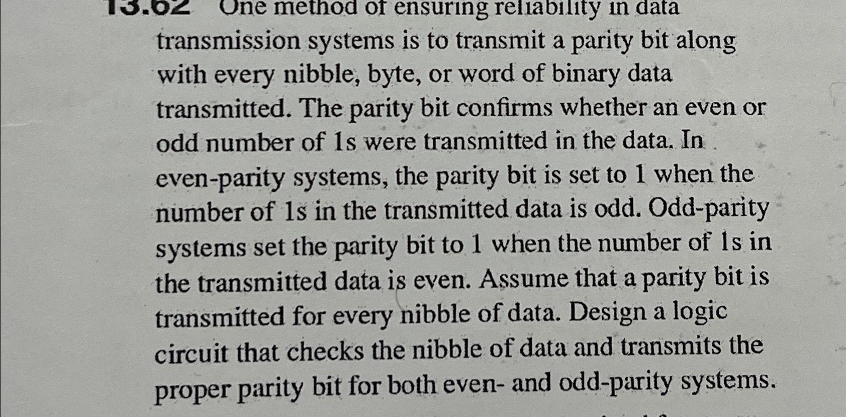 Solved transmission systems is to transmit a parity bit | Chegg.com