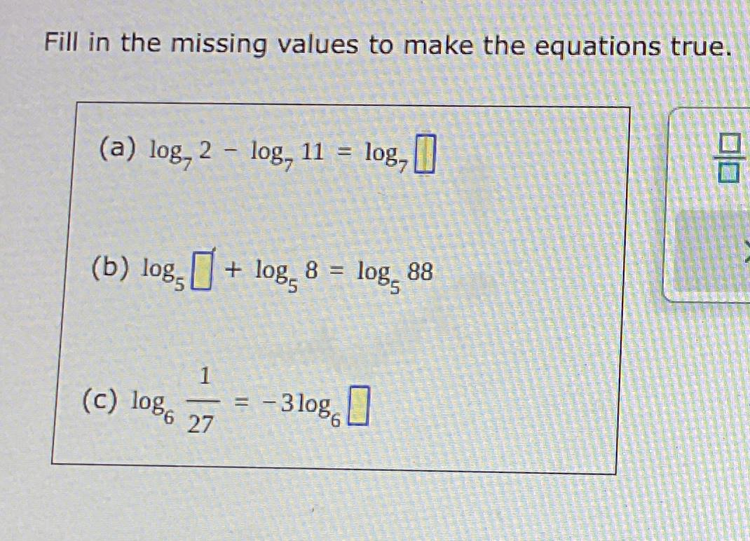 Solved Fill in the missing values to make the equations | Chegg.com