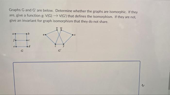 Solved Graphs G and G' are below. Determine whether the | Chegg.com