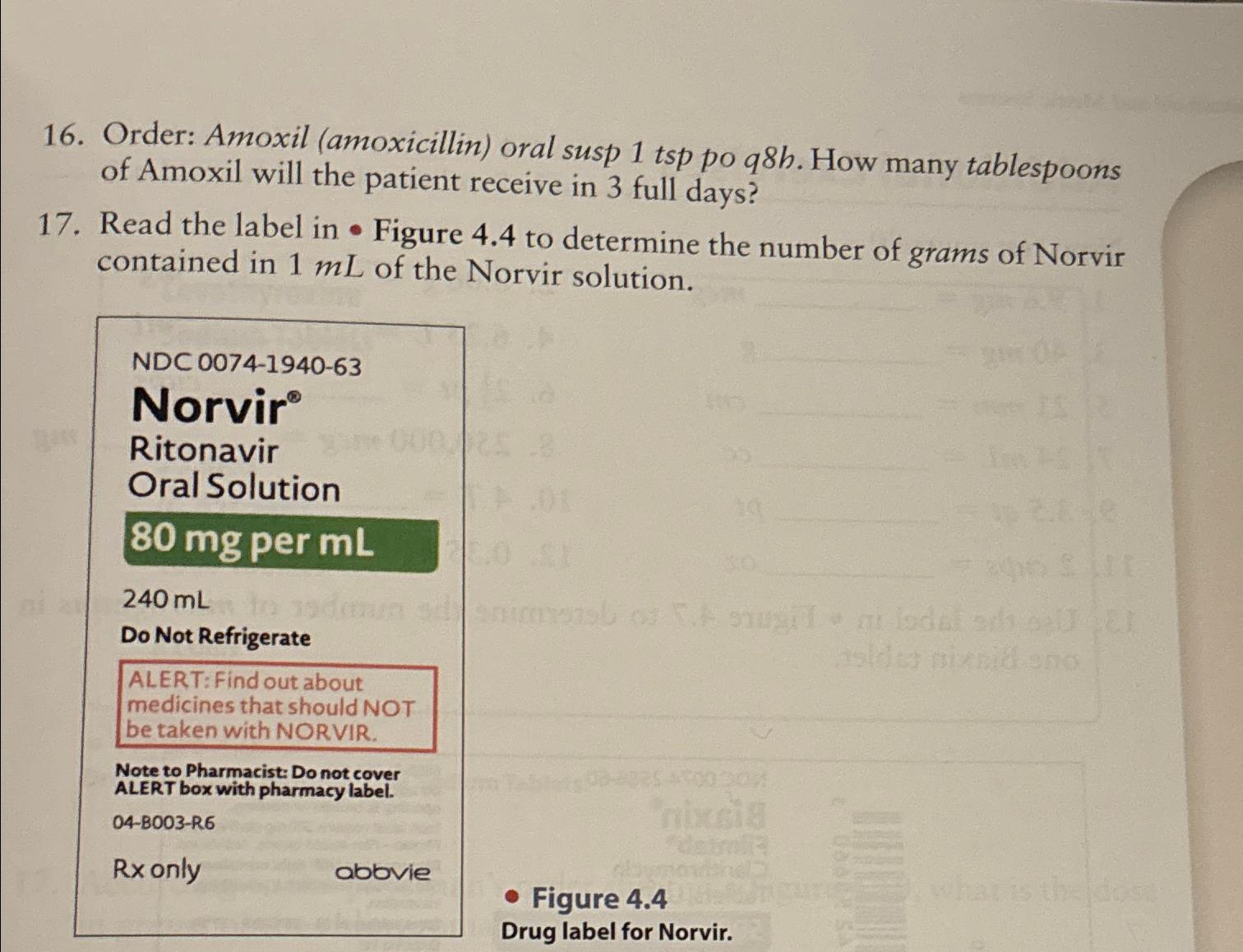 Solved Order: Amoxil (amoxicillin) ﻿oral susp 1 ﻿tsp po q8h. | Chegg.com