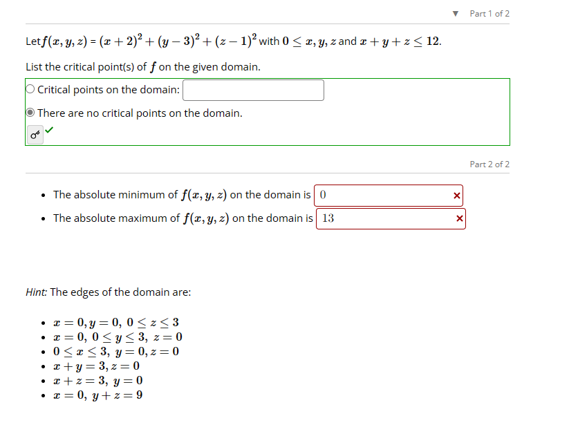 Solved Let f(x,y,z)=(x+2)2+(y-3)2+(z-1)2 ﻿with 0≤x,y,z ﻿and | Chegg.com