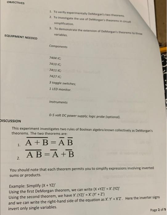Solved This experiment investigates two rules of Boolean | Chegg.com