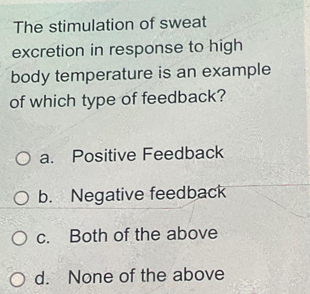 Solved The stimulation of sweat excretion in response to | Chegg.com