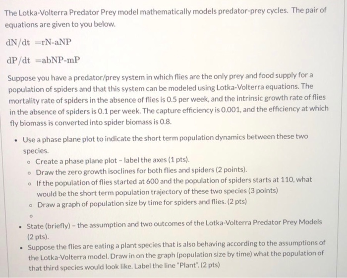 The Lotka-Volterra Predator Prey model mathematically | Chegg.com