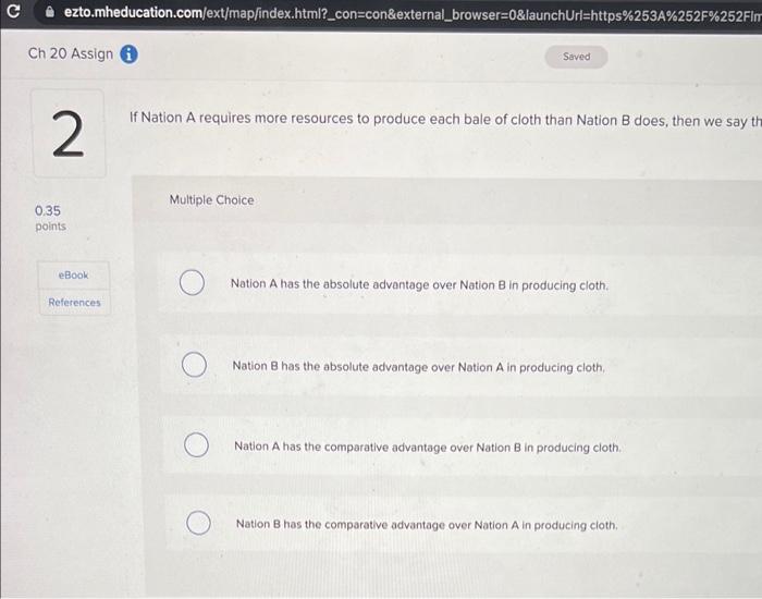 Solved 252F%252Fims.mheducati Ch 20 Assign Saved What other | Chegg.com