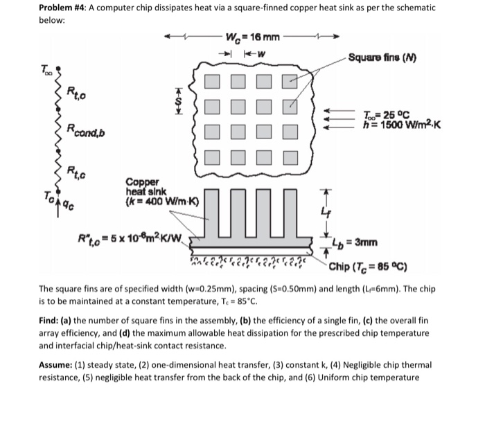 Solved Problem #4: A computer chip dissipates heat via a | Chegg.com