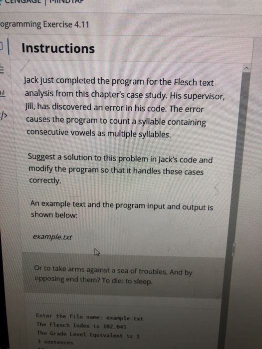ogramming Exercise 4.11 Instructions Jack just | Chegg.com