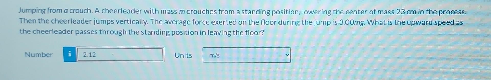 Solved Jumping from a crouch. A cheerleader with mass m | Chegg.com