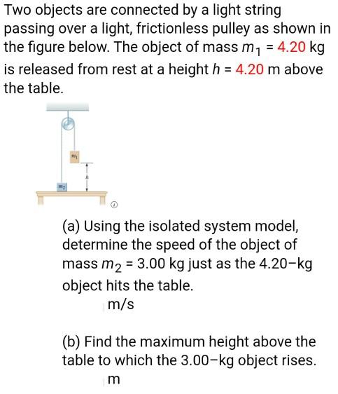 Solved Two Objects Are Connected By A Light String Passing