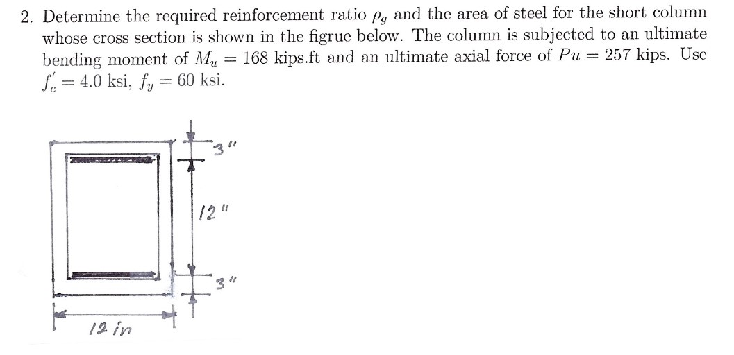 Determine the required reinforcement ratio ρg ﻿and | Chegg.com