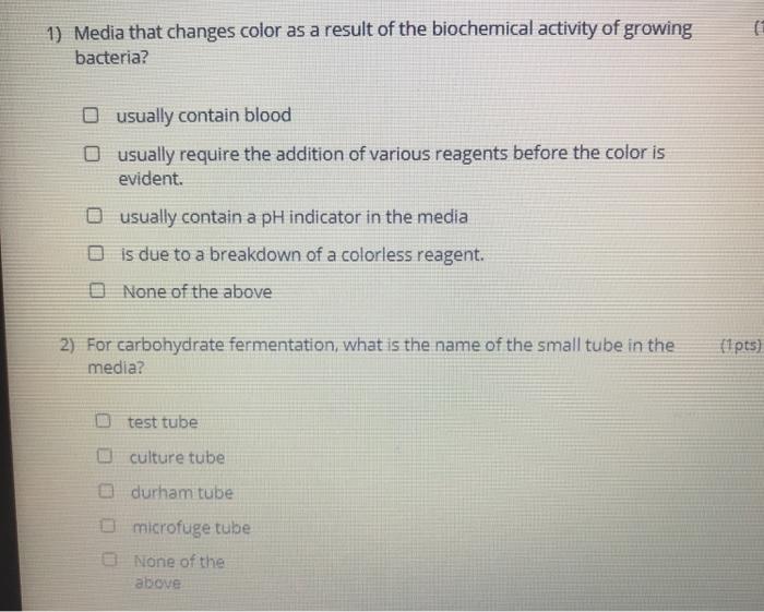 Solved 1) Media that changes color as a result of the | Chegg.com