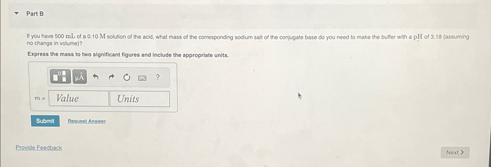 Solved Part BIf you have 500mL ﻿of a 0.10M ﻿solution of the | Chegg.com