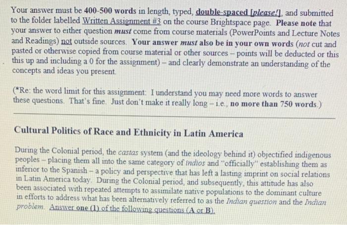 Your answer must be 400-500 words in length, typed, | Chegg.com