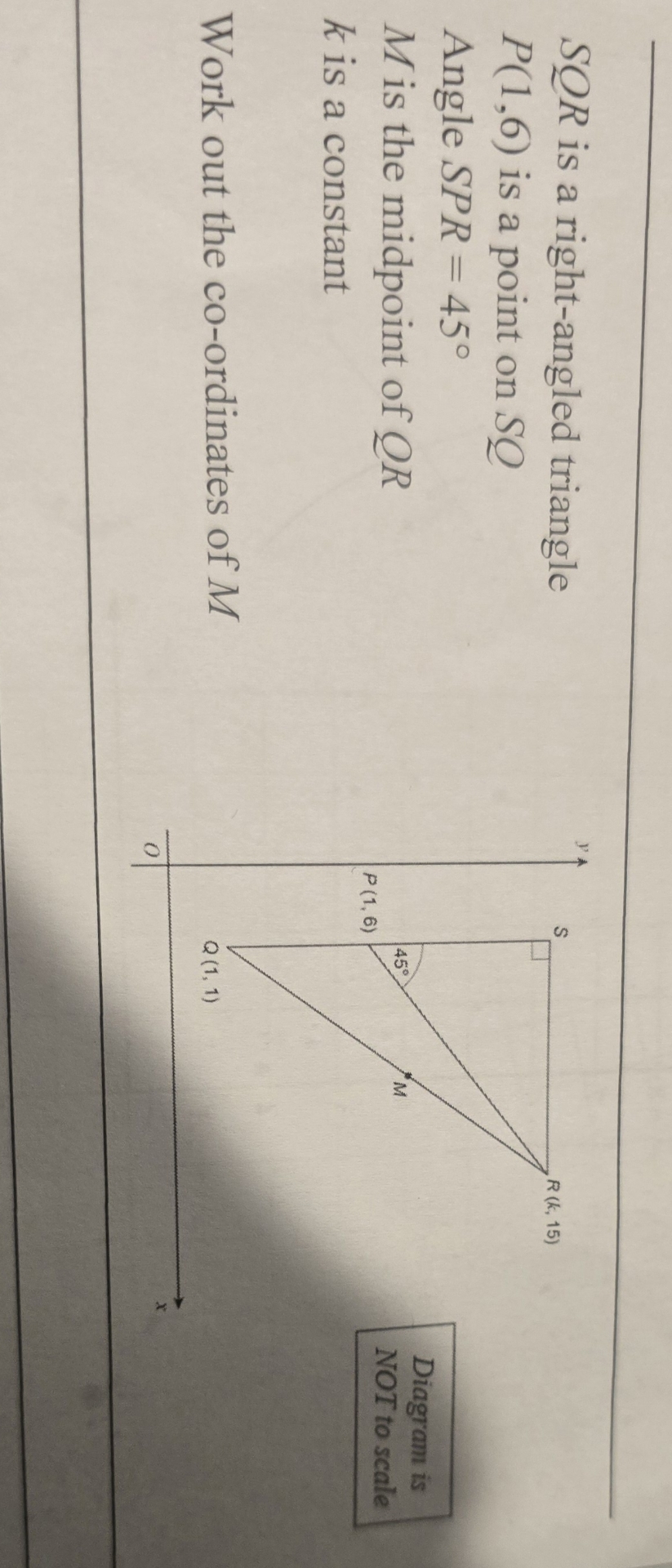 Solved SQR ﻿is a right-angled triangle P(1,6) ﻿is a point on | Chegg.com