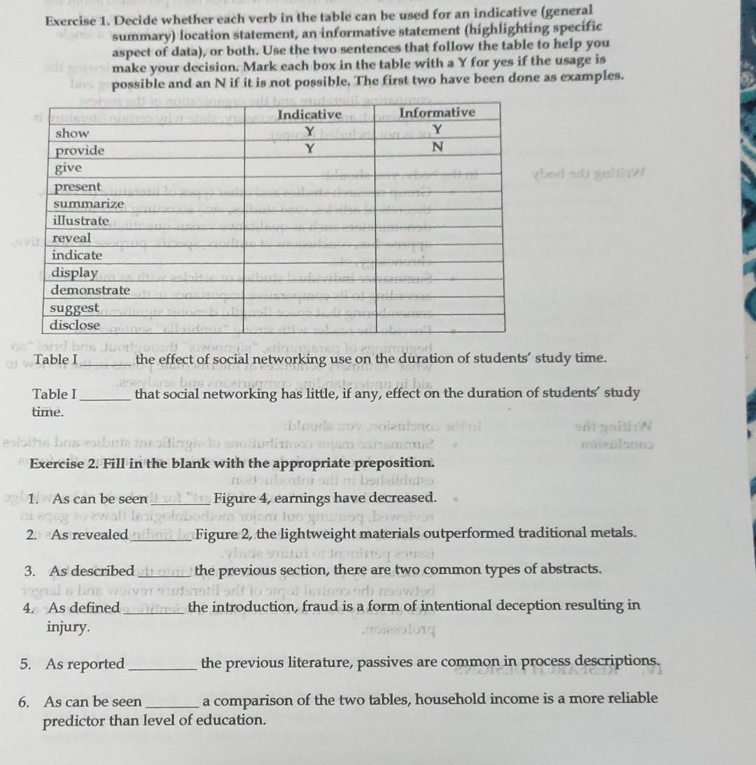 Exercise 1. Decide whether each verb in the table can | Chegg.com
