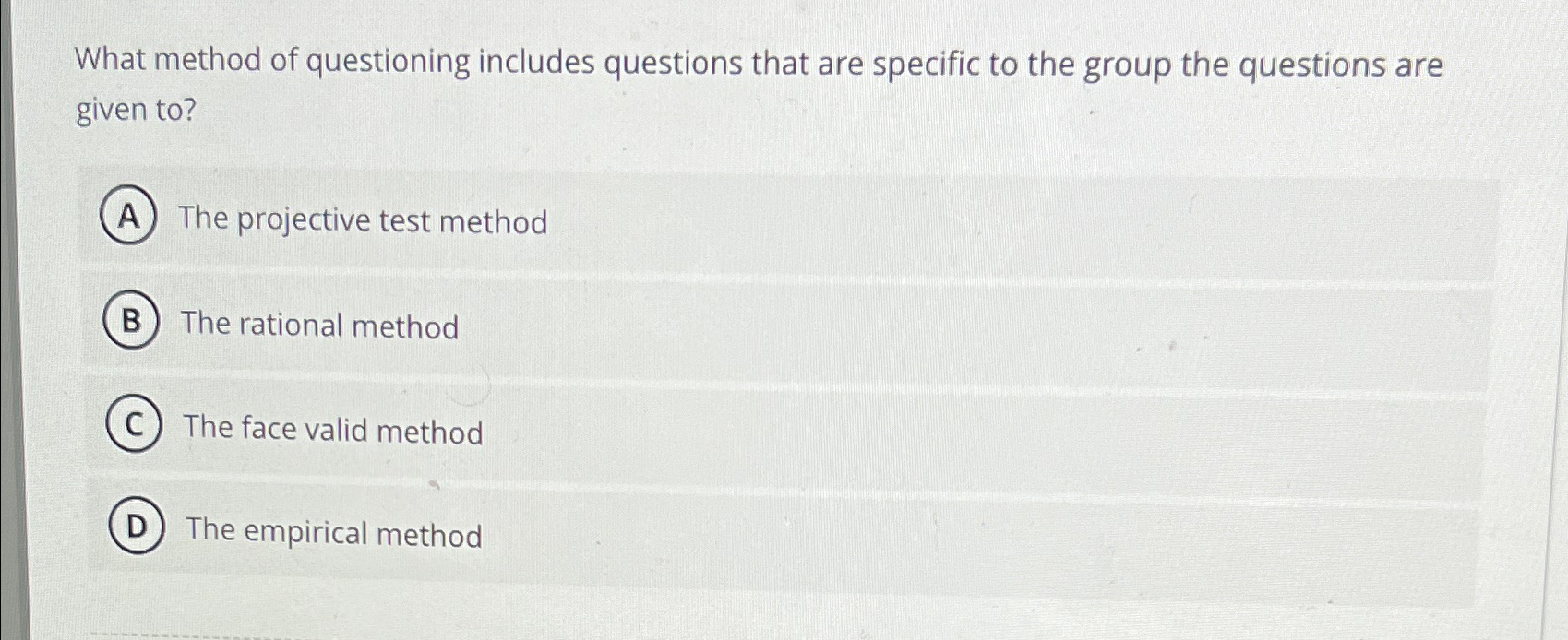 Solved What method of questioning includes questions that | Chegg.com