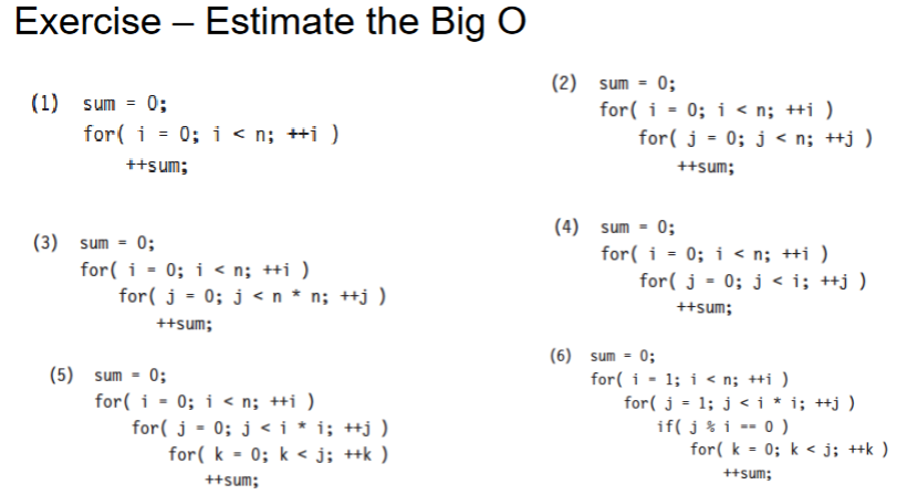 Solved Exercise - ﻿Estimate the Big O(1) | Chegg.com