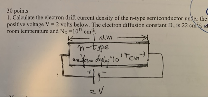 Solved 30 points 1. Calculate the electron drift current | Chegg.com