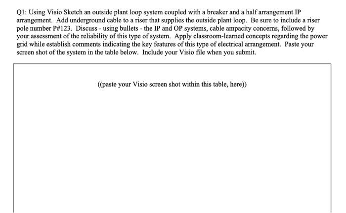 Q1: Using Visio Sketch an outside plant loop system | Chegg.com