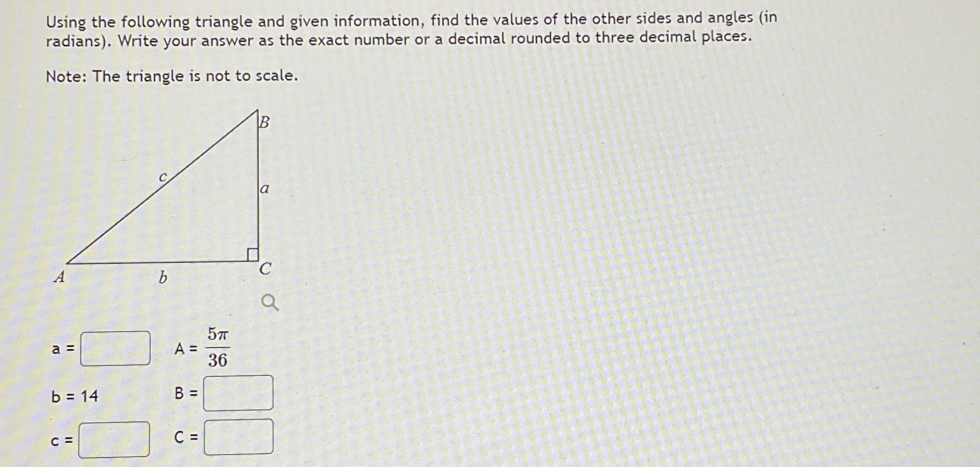 Solved Using the following triangle and given information, | Chegg.com