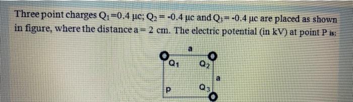 Solved Three point charges Q1 =0.4 ue; Q2 = -0.4 uc and Q3= | Chegg.com