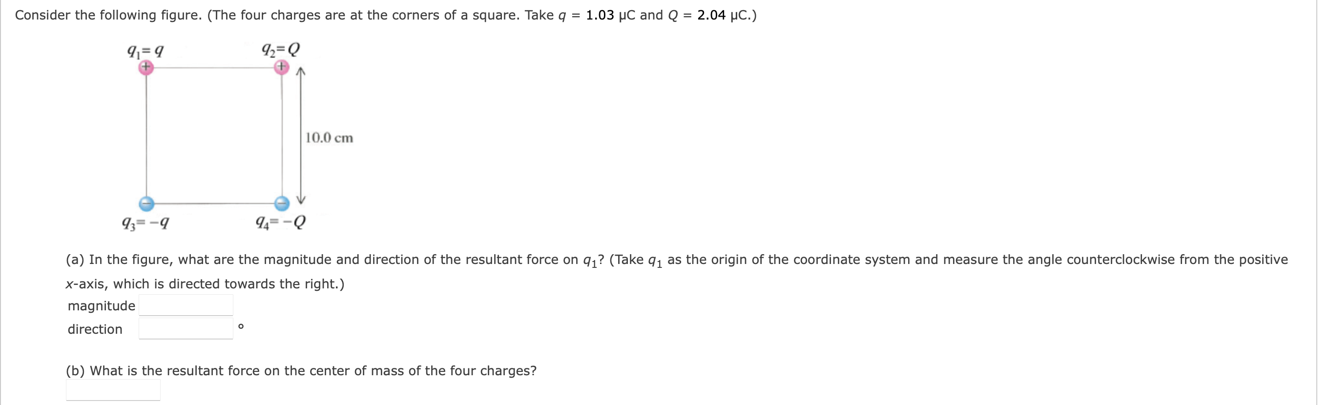 Solved Consider the following figure. (The four charges are | Chegg.com