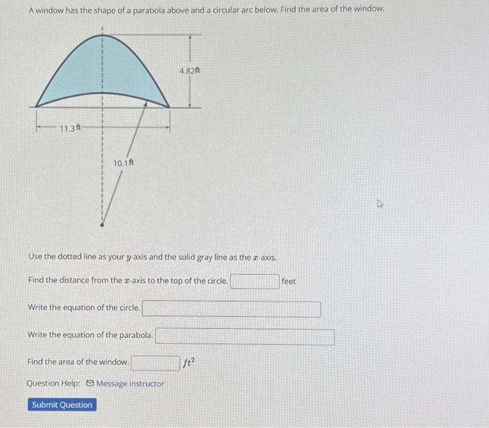 Solved A window has the shape of a parabola above and a | Chegg.com