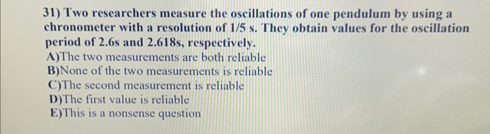 Solved physical Two researchers measure the oscillations of | Chegg.com